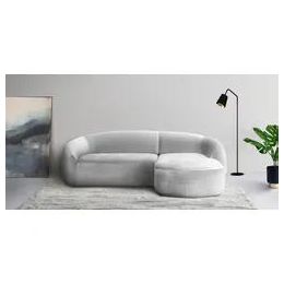 Ecksofa LeGer Home by Lena Gercke "Yani L-Form" Sofas Gr. B/H/T: 255 cm x 81 cm x 170 cm, Samtoptik, Recamiere rechts, grau (hellgrau) organische Form, auch in Bouclé