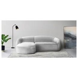 Ecksofa LeGer Home by Lena Gercke "Yani L-Form" Sofas Gr. B/H/T: 255 cm x 81 cm x 170 cm, Samtoptik, Recamiere links, grau (hellgrau) organische Form, auch in Bouclé