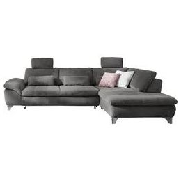 Ecksofa DIE PLANBAR "MP-IN14007 L-Form" Sofas Gr. B/H/T: 306cm x 84cm x 197cm, Cord, Recamiere rechts, Kopfstützen, grau (anthrazit) wahlweise mit Bettfunktion und verstellbaren Kopfstützen, in Cord