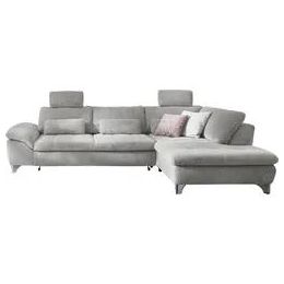 Ecksofa DIE PLANBAR "MP-IN14007 L-Form" Sofas Gr. B/H/T: 306cm x 84cm x 197cm, Cord, Recamiere rechts, Bettfunktion - Kopfstützen, grau wahlweise mit Bettfunktion und verstellbaren Kopfstützen, in Cord