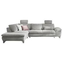 Ecksofa DIE PLANBAR "MP-IN14007 L-Form" Sofas Gr. B/H/T: 306cm x 84cm x 197cm, Cord, Recamiere links, Kopfstützen, grau wahlweise mit Bettfunktion und verstellbaren Kopfstützen, in Cord