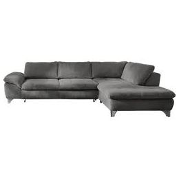 Ecksofa DIE PLANBAR "MP-IN14007 L-Form" Sofas Gr. B/H/T: 306cm x 84cm x 197cm, Cord, Recamiere rechts, ohne Bettfunktion - ohne Kopfstütze, grau (anthrazit) wahlweise mit Bettfunktion und verstellbaren Kopfstützen, in Cord