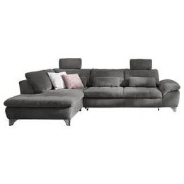 Ecksofa DIE PLANBAR "MP-IN14007 L-Form" Sofas Gr. B/H/T: 306cm x 84cm x 197cm, Cord, Recamiere links, Kopfstützen, grau (anthrazit) wahlweise mit Bettfunktion und verstellbaren Kopfstützen, in Cord