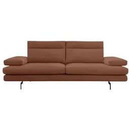 3,5-Sitzer Calia italia "Toby Wing, italienisches Designsofa, super bequem, Megasofa" Sofas Gr. B/H/T: 228cm x 90cm x 113cm, Leder BULL, mit Sitztiefenverstellung-mit Armlehnenverstellung, braun (cognac bull) inkl. Sitztiefenverstellung und Armteilfunktion, Füße in Schwarz matt