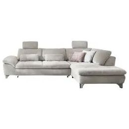 Ecksofa DIE PLANBAR "MP-IN14007 L-Form" Sofas Gr. B/H/T: 306cm x 84cm x 197cm, Cord, Recamiere rechts, Kopfstützen, beige (ecru) wahlweise mit Bettfunktion und verstellbaren Kopfstützen, in Cord