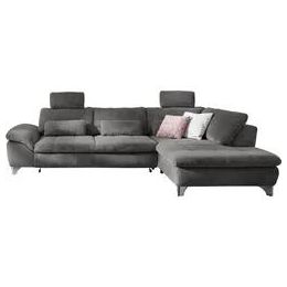 Ecksofa DIE PLANBAR "MP-IN14007 L-Form" Sofas Gr. B/H/T: 306cm x 84cm x 197cm, Cord, Recamiere rechts, Bettfunktion - Kopfstützen, grau (anthrazit) wahlweise mit Bettfunktion und verstellbaren Kopfstützen, in Cord