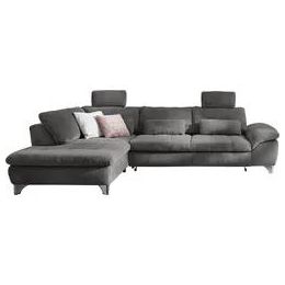 Ecksofa DIE PLANBAR "MP-IN14007 L-Form" Sofas Gr. B/H/T: 306cm x 84cm x 197cm, Cord, Recamiere links, Bettfunktion - Kopfstützen, grau (anthrazit) wahlweise mit Bettfunktion und verstellbaren Kopfstützen, in Cord