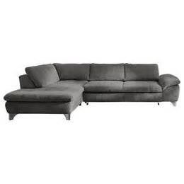 Ecksofa DIE PLANBAR "MP-IN14007 L-Form" Sofas Gr. B/H/T: 306cm x 84cm x 197cm, Cord, Recamiere links, Bettfunktion, grau (anthrazit) wahlweise mit Bettfunktion und verstellbaren Kopfstützen, in Cord