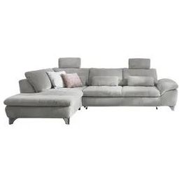 Ecksofa DIE PLANBAR "MP-IN14007 L-Form" Sofas Gr. B/H/T: 306cm x 84cm x 197cm, Cord, Recamiere links, Bettfunktion - Kopfstützen, grau wahlweise mit Bettfunktion und verstellbaren Kopfstützen, in Cord