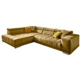 Ecksofa DIE PLANBAR "MP-IN15053 L-Form" Sofas Gr. B/H/T: 323cm x 73cm x 190cm, Microfaser, Ottomane links, Kopfteilverstellung-Vorziehbank, gelb (curry) wahlweise mit Kopfteilverstellung und manueller Vorziehbank