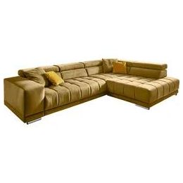 Ecksofa DIE PLANBAR "MP-IN15053 L-Form" Sofas Gr. B/H/T: 323cm x 73cm x 190cm, Microfaser, Ottomane rechts, Kopfteilverstellung, gelb (curry) wahlweise mit Kopfteilverstellung und manueller Vorziehbank