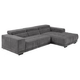 Ecksofa DIE PLANBAR "MP-IN15053 L-Form" Sofas Gr. B/H/T: 329cm x 73cm x 190cm, Cord, Ottomane rechts, Kopfteilverstellung, grau (anthrazit) mit Kopfteilverstellung, wahlweise manueller Vorziehbank