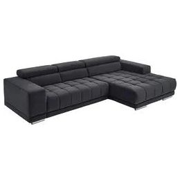 Ecksofa DIE PLANBAR "MP-IN15053 L-Form" Sofas Gr. B/H/T: 329cm x 73cm x 190cm, Velours, Ottomane rechts, Kopfteilverstellung-Vorziehbank, grau (anthrazit) mit Kopfteilverstellung, wahlweise manueller Vorziehbank