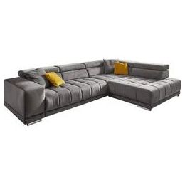 Ecksofa DIE PLANBAR "MP-IN15053 L-Form" Sofas Gr. B/H/T: 323cm x 73cm x 190cm, Microfaser, Ottomane rechts, Kopfteilverstellung-Vorziehbank, grau wahlweise mit Kopfteilverstellung und manueller Vorziehbank