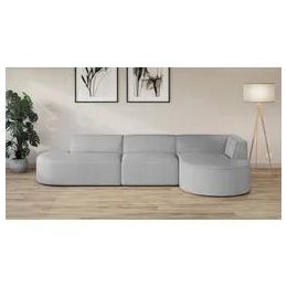 Ecksofa Andas "Ecksofa EIVIND mit Ottomane rechts/links, Maße: B/H/T 343/159/72 cm" Sofas Gr. B/H/T: 343cm x 72cm x 159cm, Feincord, Ottomane rechts, grau (hellgrau) L-Form mit Wellenunterfederung, auch in Feincord und Bouclé