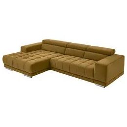 Ecksofa DIE PLANBAR "MP-IN15053 L-Form" Sofas Gr. B/H/T: 329cm x 73cm x 190cm, Velours, Ottomane links, Kopfteilverstellung, gelb (curry) mit Kopfteilverstellung, wahlweise manueller Vorziehbank