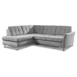 Ecksofa DIE PLANBAR "MP-IN20016 L-Form" Sofas Gr. B/H/T: 242cm x 87cm x 116cm, Chenille, Armlehne rechts, ohne Bettfunktion-Sitztiefenverstellung-ohne Kopfstützen, weiß (silber) wahlweise mit Kopfstützen und Bettfunktion, Federkern-Polsterung