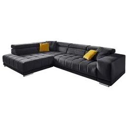 Ecksofa DIE PLANBAR "MP-IN15053 L-Form" Sofas Gr. B/H/T: 323cm x 73cm x 190cm, Microfaser, Ottomane links, Kopfteilverstellung-Vorziehbank, grau (anthrazit) wahlweise mit Kopfteilverstellung und manueller Vorziehbank