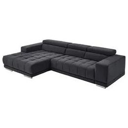 Ecksofa DIE PLANBAR "MP-IN15053 L-Form" Sofas Gr. B/H/T: 329cm x 73cm x 190cm, Velours, Ottomane links, Kopfteilverstellung-Vorziehbank, grau (anthrazit) mit Kopfteilverstellung, wahlweise manueller Vorziehbank