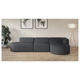 Ecksofa Andas "Ecksofa EIVIND mit Ottomane rechts/links, Maße: B/H/T 343/159/72 cm" Sofas Gr. B/H/T: 343cm x 72cm x 159cm, Feincord, Ottomane rechts, grau (anthrazit) L-Form mit Wellenunterfederung, auch in Feincord und Bouclé