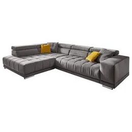 Ecksofa DIE PLANBAR "MP-IN15053 L-Form" Sofas Gr. B/H/T: 323cm x 73cm x 190cm, Microfaser, Ottomane links, Kopfteilverstellung, grau wahlweise mit Kopfteilverstellung und manueller Vorziehbank