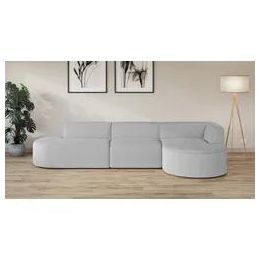 Ecksofa Andas "Ecksofa EIVIND mit Ottomane rechts/links, Maße: B/H/T 343/159/72 cm" Sofas Gr. B/H/T: 343cm x 72cm x 159cm, Bouclé, Ottomane rechts, grau (hellgrau) L-Form mit Wellenunterfederung, auch in Feincord und Bouclé