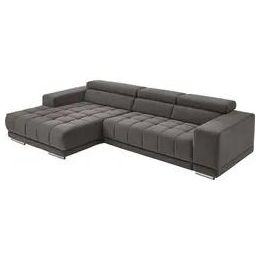 Ecksofa DIE PLANBAR "MP-IN15053 L-Form" Sofas Gr. B/H/T: 329cm x 73cm x 190cm, Velours, Ottomane links, Kopfteilverstellung-Vorziehbank, grau mit Kopfteilverstellung, wahlweise manueller Vorziehbank