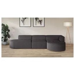 Ecksofa Andas "Ecksofa EIVIND mit Ottomane rechts/links, Maße: B/H/T 343/159/72 cm" Sofas Gr. B/H/T: 343cm x 72cm x 159cm, Bouclé, Ottomane rechts, grau (anthrazit) L-Form mit Wellenunterfederung, auch in Feincord und Bouclé