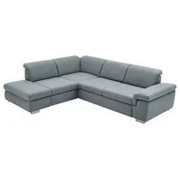 Ecksofa DIE PLANBAR "MP-IN17041 L-Form" Sofas Gr. B/H/T: 320cm x 85cm x 260cm, Luxus-Microfaser in Lederoptik, Armlehne rechts, mit Kopfteilverstellung-Bettfunktion, grau (steel) Sitztiefenverstellung, optional mit Kopfteilverstellung & Bettfunktion