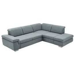 Ecksofa DIE PLANBAR "MP-IN17041 L-Form" Sofas Gr. B/H/T: 320cm x 85cm x 260cm, Luxus-Microfaser in Lederoptik, Armlehne links, ohne Kopfteilverstellung-ohne Bettfunktion, grau (steel) Sitztiefenverstellung, optional mit Kopfteilverstellung & Bettfunktion