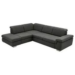 Ecksofa DIE PLANBAR "MP-IN17041 L-Form" Sofas Gr. B/H/T: 320cm x 85cm x 260cm, Luxus-Microfaser in Lederoptik, Armlehne rechts, mit Kopfteilverstellung-ohne Bettfunktion, grau (anthrazit) Sitztiefenverstellung, optional mit Kopfteilverstellung & Bettfunktion