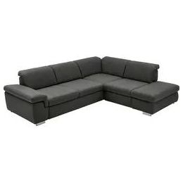 Ecksofa DIE PLANBAR "MP-IN17041 L-Form" Sofas Gr. B/H/T: 320cm x 85cm x 260cm, Luxus-Microfaser in Lederoptik, Armlehne links, mit Kopfteilverstellung-Bettfunktion, grau (anthrazit) Sitztiefenverstellung, optional mit Kopfteilverstellung & Bettfunktion