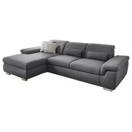 Ecksofa DIE PLANBAR "MP-IN17041 L-Form" Sofas Gr. B/H/T: 325cm x 85cm x 195cm, Luxus-Microfaser in Lederoptik, Ottomane links, mit Kopfteilverstellung-ohne Bettfunktion, grau mit Sitztiefenverstellung, optional Kopfteilverstellung & Bettfunktion