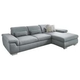 Ecksofa DIE PLANBAR "MP-IN17041 L-Form" Sofas Gr. B/H/T: 325cm x 85cm x 195cm, Luxus-Microfaser in Lederoptik, Ottomane rechts, ohne Kopfteilverstellung-ohne Bettfunktion, grau (steel) mit Sitztiefenverstellung, optional Kopfteilverstellung & Bettfunktion