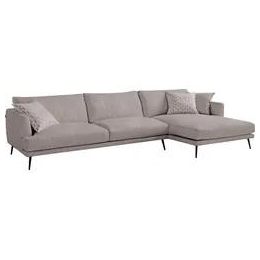 Ecksofa Egoitaliano "Sophia, Designsofa mit extrakomfortablem Sitzkomfort" Sofas Gr. B/H/T: 274cm x 77cm x 154cm, Luxus-Microfaser Lederoptik, Recamiere rechts, grau (opal grau) mit Daunenfederung, L-Form