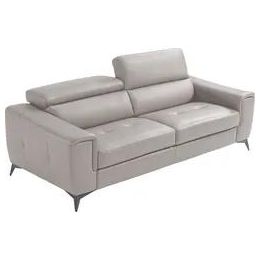 Schlafsofa Egoitaliano "Francine, Designsofa, Loungesofa mit Dauerschlaffunktion, Bettfunktion" Sofas Gr. B/H/T: 233cm x 100cm x 106cm, Leder BULL, grau (stone) hochwertiger Metallbettrahmen & Matratze, Kopfteil manuell verstellbar