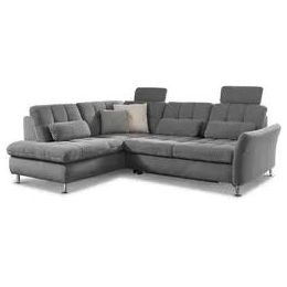 Ecksofa DIE PLANBAR "MP-IN20016 L-Form" Sofas Gr. B/H/T: 242cm x 87cm x 116cm, Chenille, Armlehne rechts, ohne Bettfunktion-Sitztiefenverstellung-mit Kopfstützen, grau wahlweise mit Kopfstützen und Bettfunktion, Federkern-Polsterung