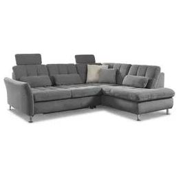 Ecksofa DIE PLANBAR "MP-IN20016 L-Form" Sofas Gr. B/H/T: 242cm x 87cm x 116cm, Chenille, Armlehne links, mit Bettfunktion-Sitztiefenverstellung-mit Kopfstützen, grau wahlweise mit Kopfstützen und Bettfunktion, Federkern-Polsterung