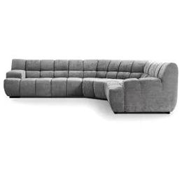 Ecksofa DESIGNWERK "Cielo, Design und aufwendige Detailverarbeitung", grau (shine argento), B:338cm H:83cm T:338cm, 100% Polyester, Sofas, mit Sitztiefenverstellung, Topseller