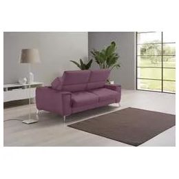 Schlafsofa Egoitaliano "Francine, Designsofa, Loungesofa mit Dauerschlaffunktion, Bettfunktion" Sofas Gr. B/H/T: 233cm x 100cm x 106cm, Leder NUVOLE, lila (violett) hochwertiger Metallbettrahmen & Matratze, Kopfteil manuell verstellbar