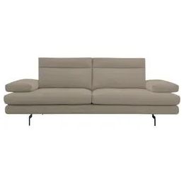 3,5-Sitzer Calia italia "Toby Wing, italienisches Designsofa, super bequem, Megasofa" Sofas Gr. B/H/T: 228cm x 90cm x 113cm, Leder BULL, mit Sitztiefenverstellung-mit Armlehnenverstellung, beige (fango bull) inkl. Sitztiefenverstellung und Armteilfunktion, Füße in Schwarz matt