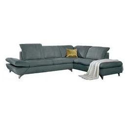 Ecksofa W.Schillig "taoo" Sofas Gr. B/H/T: 296cm x 84cm x 242cm, Longlife fabric Velourgewebe S41, Ottomane rechts, mit Kopfteilverstellung-mit Sitztiefenverstellung, grau (steel s41) mit Sitziefenverstellung & Kopfteilverstellung