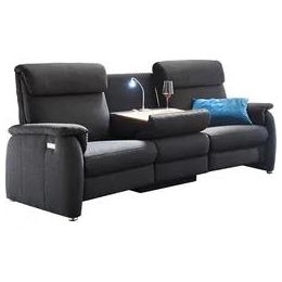 Sofa Home Affaire "Turin" Sofas Gr. B/H/T: 222cm x 107cm x 102cm, Struktur, mit Relaxfunktion beidseitig, grau (anthrazit) 2-Sitzer-Sofa Sofas mit motorischer Relaxfunktion, Tisch, Leuchte + USB-Ladestation