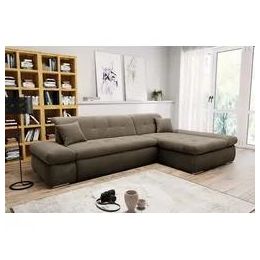 Ecksofa DOMO collection "Moric Luxus - B/T/H 300/172/80 cm, XXL-Format" Sofas Gr. B/H/T: 300cm x 80cm x 172cm, Cord, Recamiere rechts, braun (schlamm) L-Form, 140kg BelastungSitz, in Cord, Chenille, Kunstleder