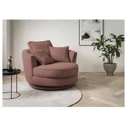 Drehsessel LEONIQUE "MAISIE, Love Seat XXL, Lese-Sessel BIG-" Sessel Gr. Webvelours, B/H/T: 120cm x 86cm x 120cm, rosa (altrosa) Sessel in MEGA CORD u. Web-Velours, 360 Grad drehbar