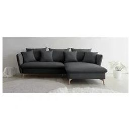 Ecksofa Andas "MERLE, 258 cm, L-Form, traumhafter Cord" Sofas Gr. B/H: 258cm x 91cm, Cord, Recamiere rechts, grau (dunkelgrau) mit Bettfunktion und Bettkasten, Liegefläche 224 x 139