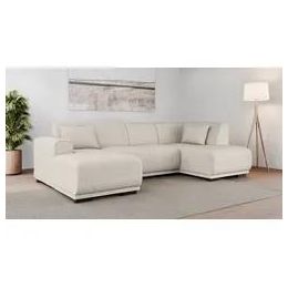 Wohnlandschaft Home Affaire "Wohnlandschaft Bornholm mit Recamiere rechts/links bestellbar" Sofas Gr. B/H/T: 300 cm x 85 cm x 162 cm, Struktur 1, Recamiere links, beige (creme) U-Form mit Wellenunterfederung, Maße BTH: 30016285 cm