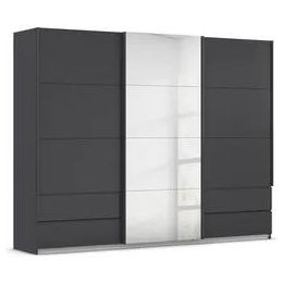 Schwebetürenschrank Rauch "Kleiderschrank Schrank Garderobe Wäscheschrank ELARA mit Spiegel" Schränke Gr. B/H/T: 271 cm x 210 cm x 62 cm, 3 St., grau (graumetallic) praktische Schubladen optional farblich abgesetzt MADE IN GERMANY