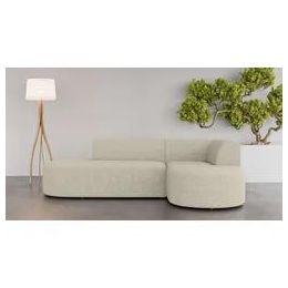 Ecksofa Andas "Ecksofa Tvinne mit Ottomane links oder rechts bestellbar" Sofas Gr. B/H/T: 260cm x 73cm x 170cm, Velours, Ottomane rechts, beige L-Form, mit Wellenunterfederung, BxTxH 260x170x73 cm