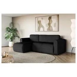 Ecksofa Inosign "Ecksofa Zacharia wahlweise mit Bettfunktion, BxTxH 250x166x86 cm" Sofas Gr. B/H/T: 250cm x 86cm x 166cm, Boucle, Recamiere beidseitig montierbar, ohne Bettfunktion und Bettkasten, schwarz L-Form mit Wellenunterfederung, Recamiere beidseitig montierbar